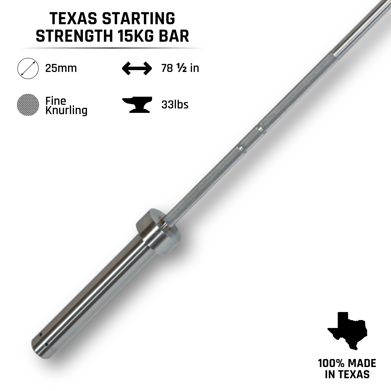 Texas Starting Strength Bar (15kg) | Official Starting Strength Barbell